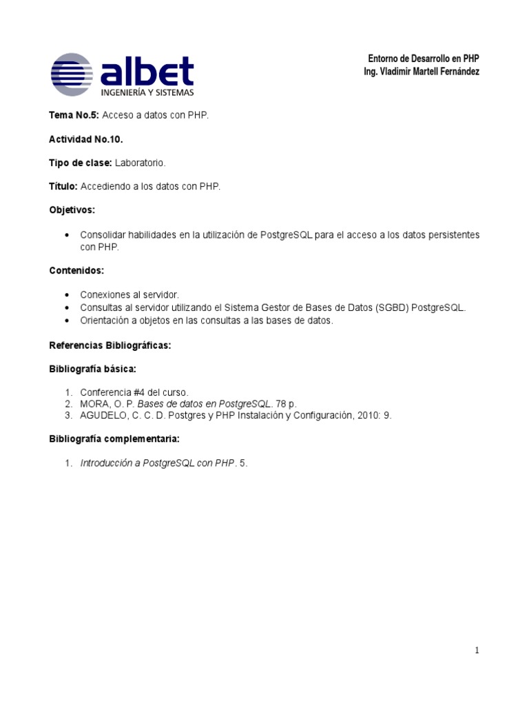LAB4 Accediendo A Los Datos Con PHP | PDF | Php | Postgre Sql