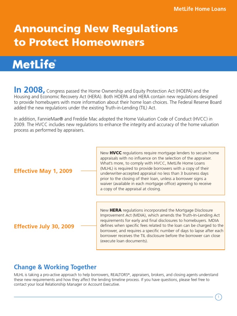 MetLife Home Loans | PDF | Annual Percentage Rate | Mortgage Loan