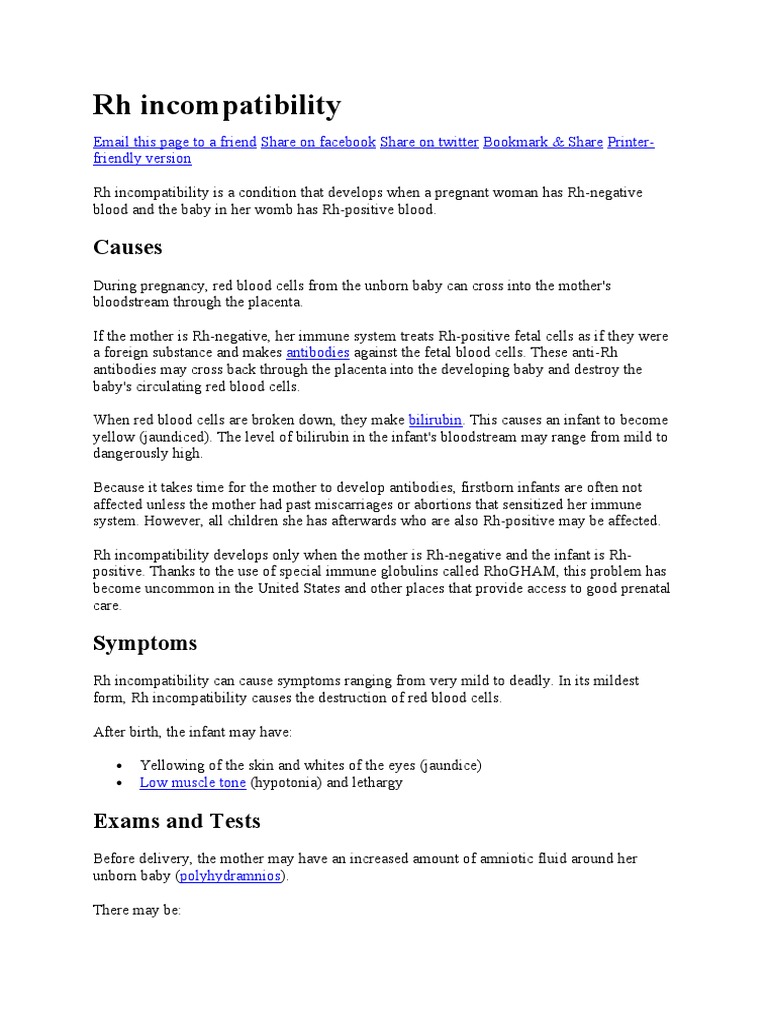 RH Incompatibility | PDF | Health Sciences | Women's Health