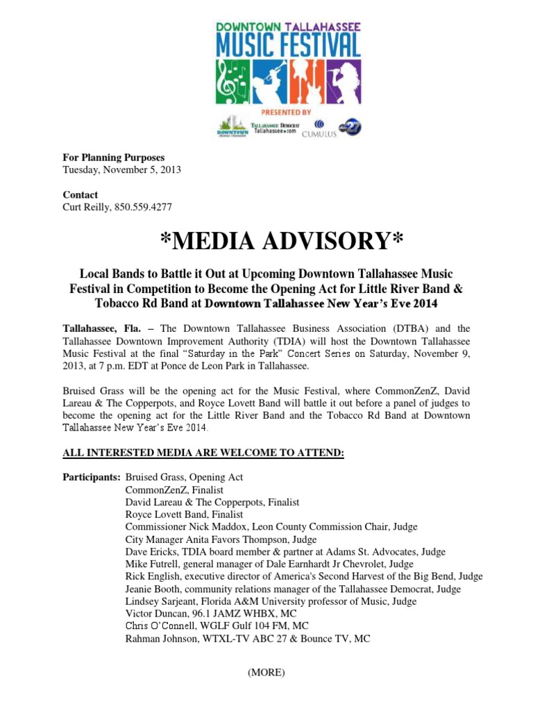 Media Advisory : For Planning Purposes | PDF | Leisure | Sports