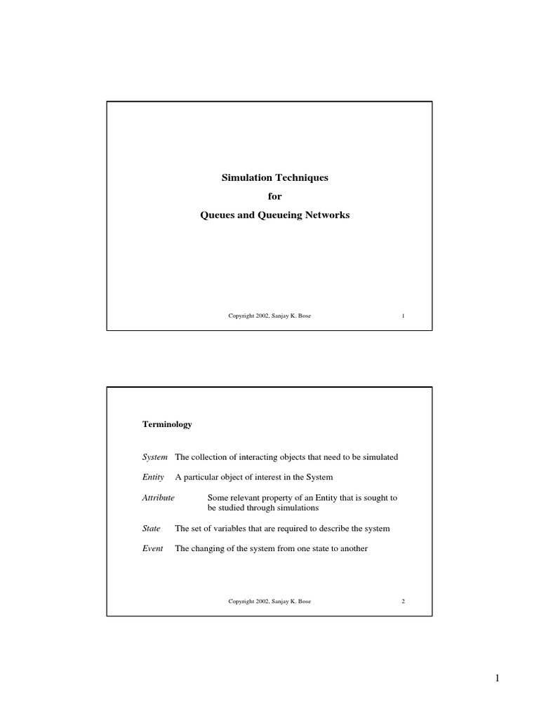 Simulation Techniques For Queues And Queueing Networks Terminology Pdf Simulation