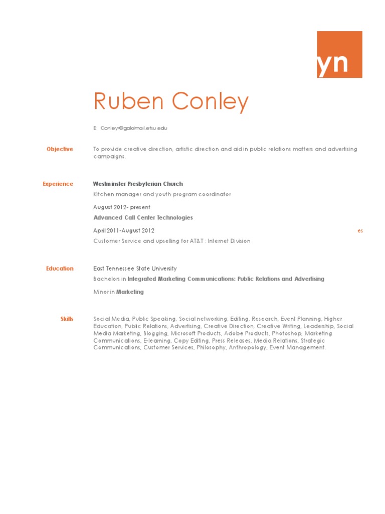 Creative Direction & PR Expertise Resume | PDF