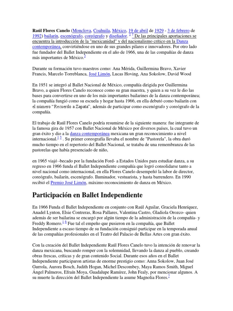 Raúl Flores Canelo | PDF | Ballet | Bailes