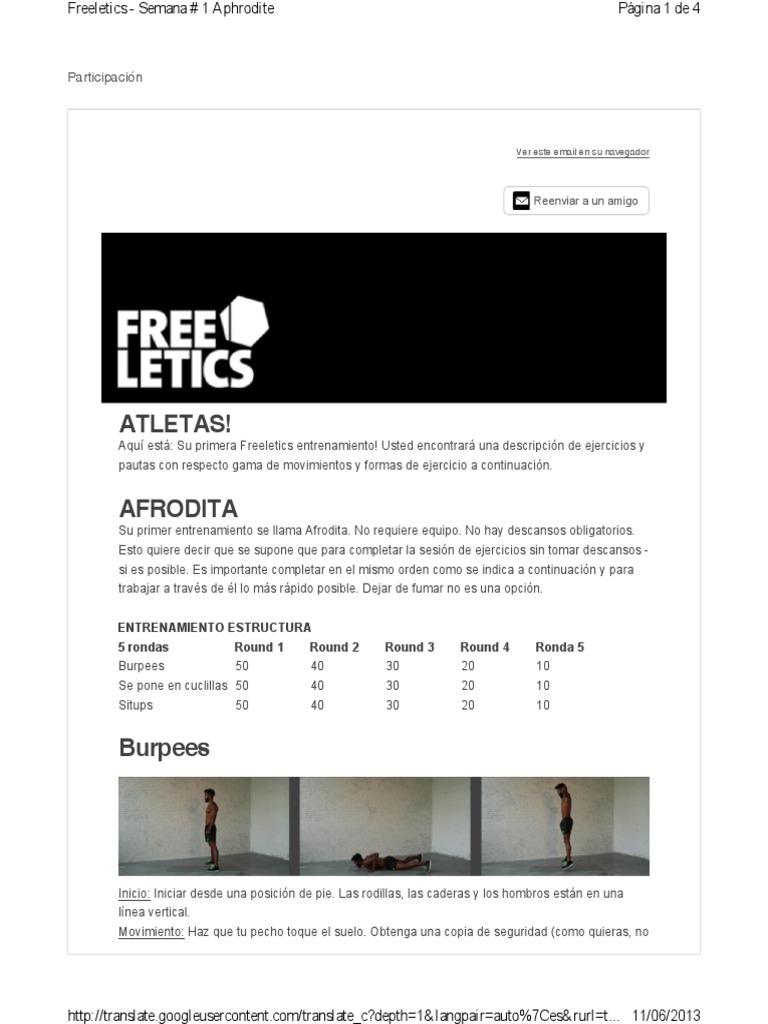 Freeletics 1 Week | PDF | Rodilla | Correo electrónico