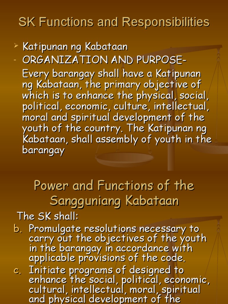 SK Duties and Responsibilities Overview | PDF | Goal | Leadership