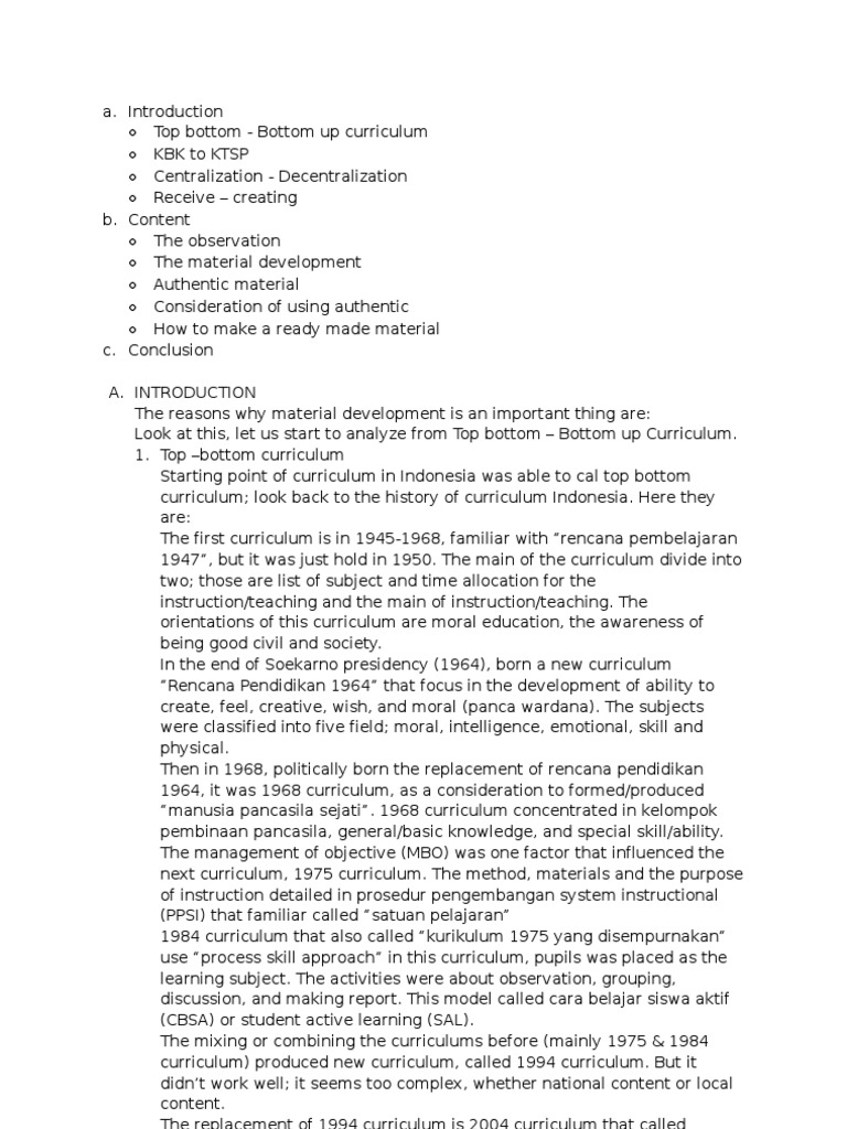 A. Introduction Top Bottom - Bottom Up Curriculum | PDF | Curriculum ...