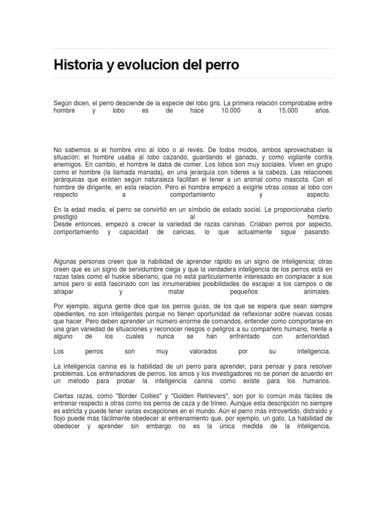 Historia y Evolucion Del Perro | Descargar gratis PDF | Perros | Lobo gris