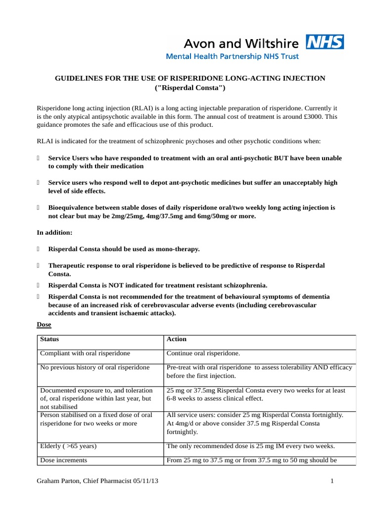 Risperidone Risperdal Oral Injection Equivalent Guidance Risperidone Antipsychotic