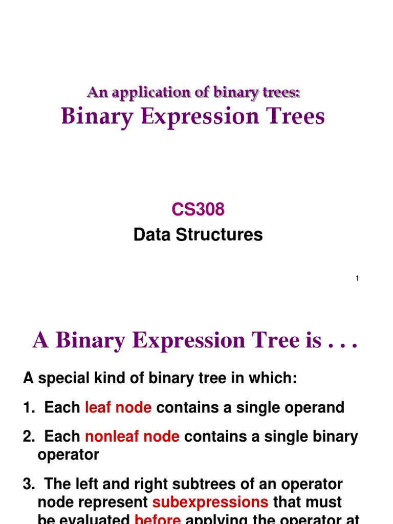 Binary Expression Trees Download Free Pdf Pointer Computer 