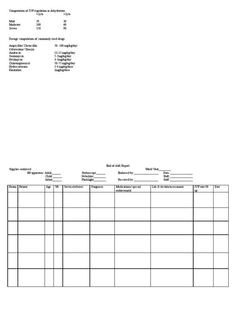 End of Shift Report | PDF