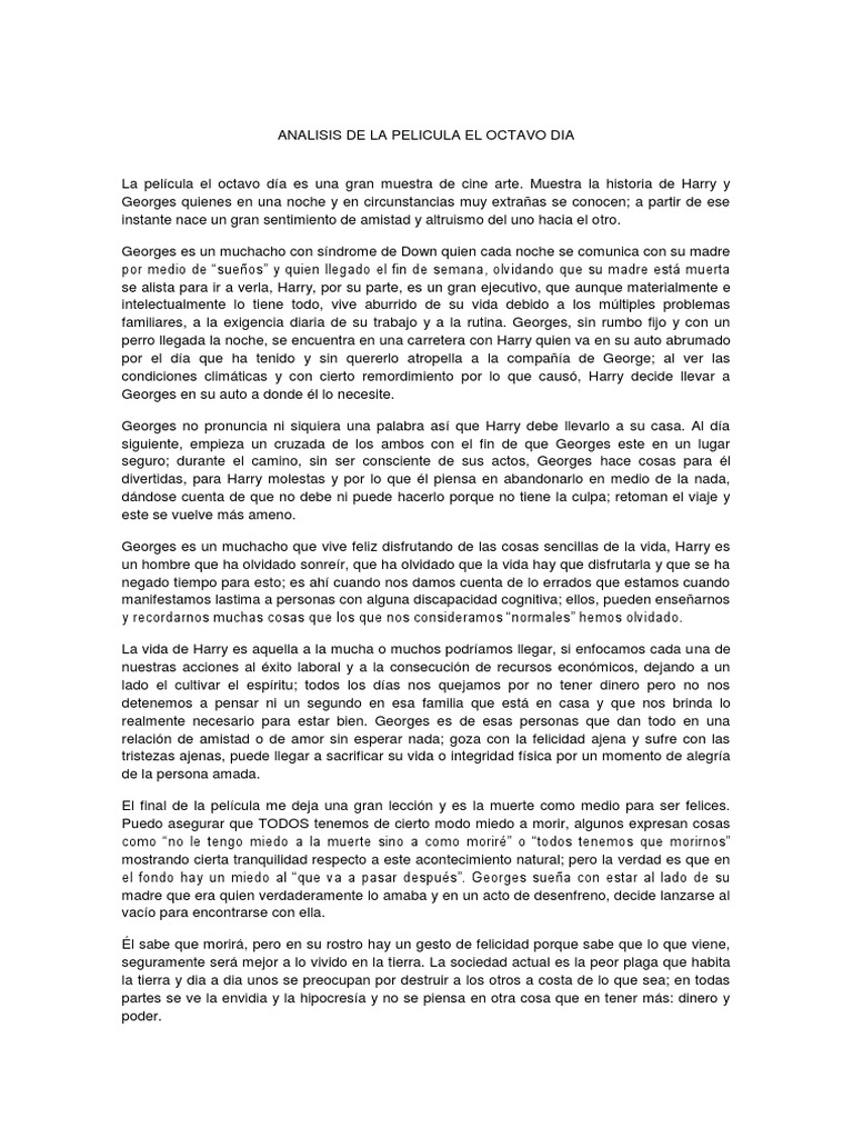 Analisis de La Pelicula El Octavo Dia | PDF | Felicidad | Amor Analisis de La Pelicula El Octavo Dia | PDF | Felicidad | Amor