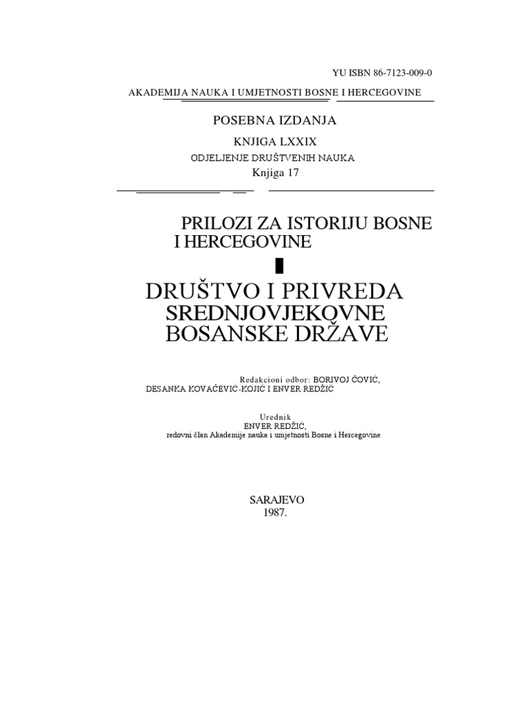 Društvo I Privreda Sv. Bosne, ANU BIH, 1987 PDF | PDF