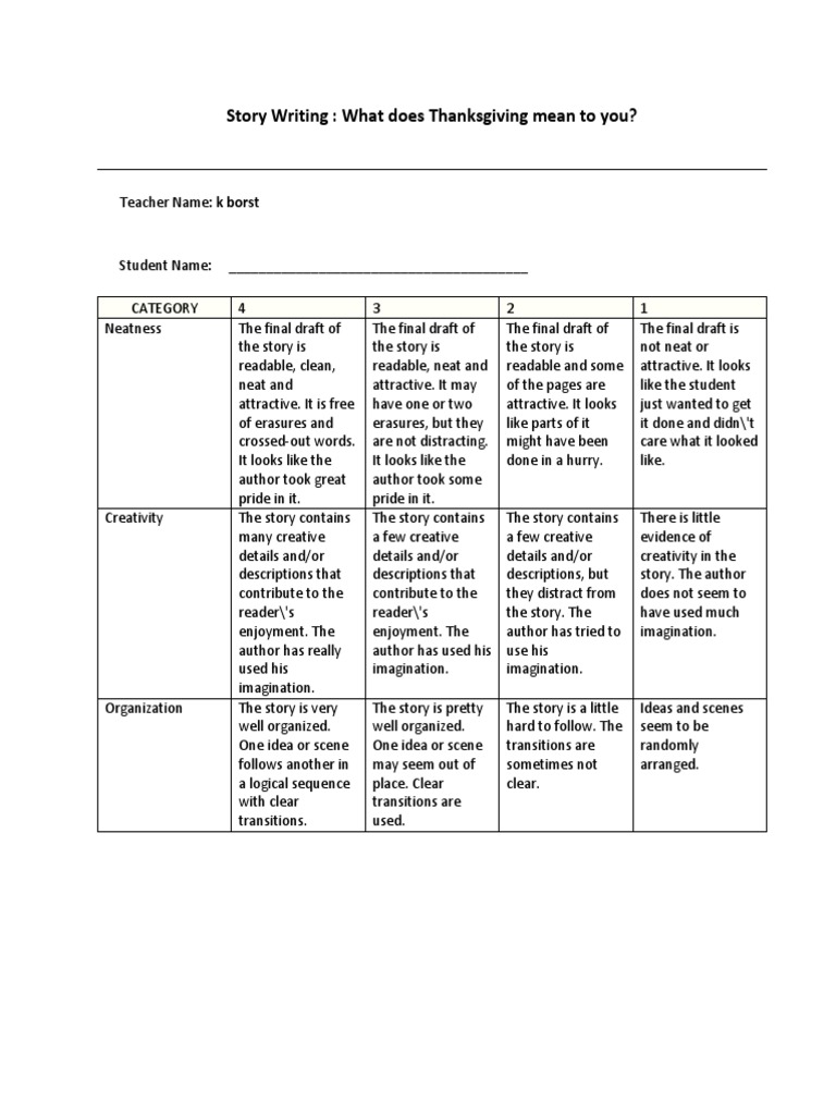 Thanksgiving Story Writing Guide | PDF | Career & Growth | Home & Garden