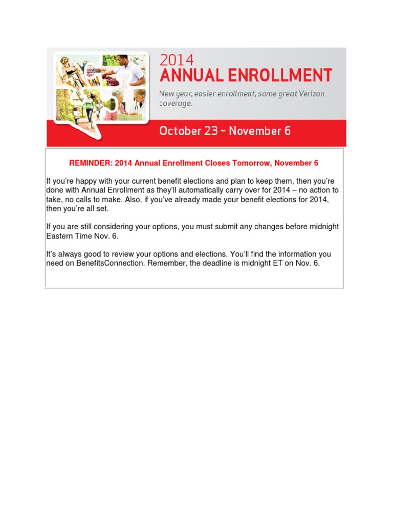 Annual Benefits Deadline Reminder | PDF
