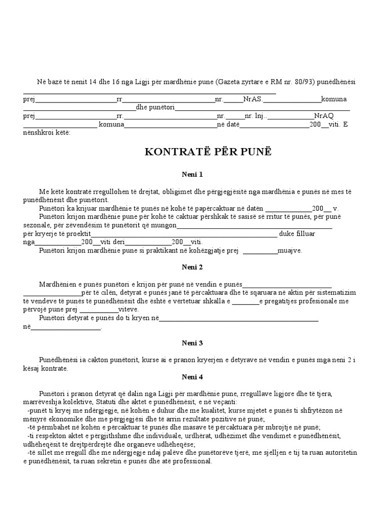 Kontrate Per Pune | PDF