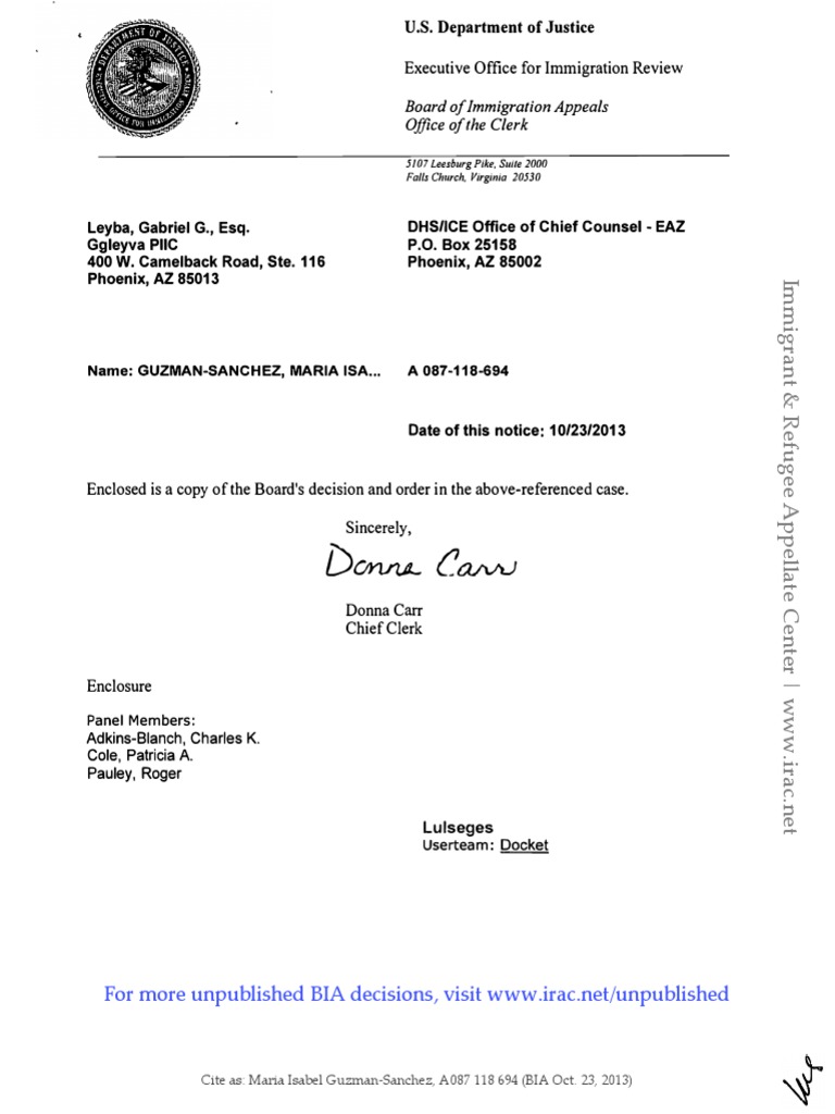 Maria Isabel Guzman-Sanchez, A087 118 694 (BIA Oct. 23, 2013) | PDF ...