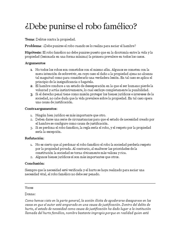 Debe Punirse El Robo Famélico | PDF | Robo | Derecho penal