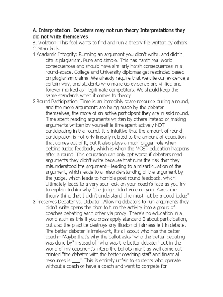 Ld debate theory file | Norm (Social) | Politics