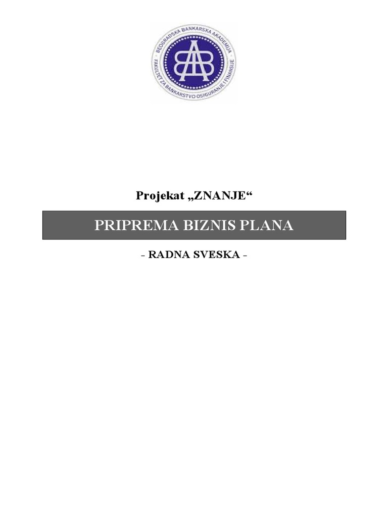 Radna Sveska Za Izradu Biznis Plana | PDF