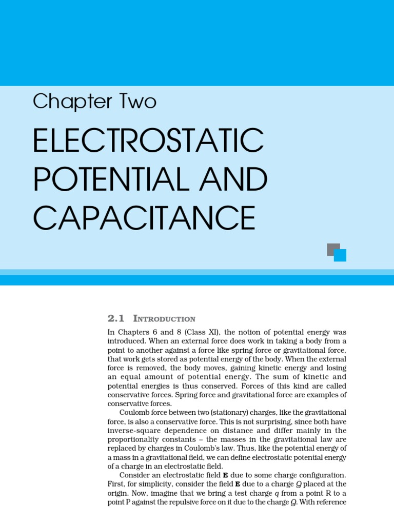 Chapter 2-Potential and Capacitance | PDF | Potential Energy | Electronvolt