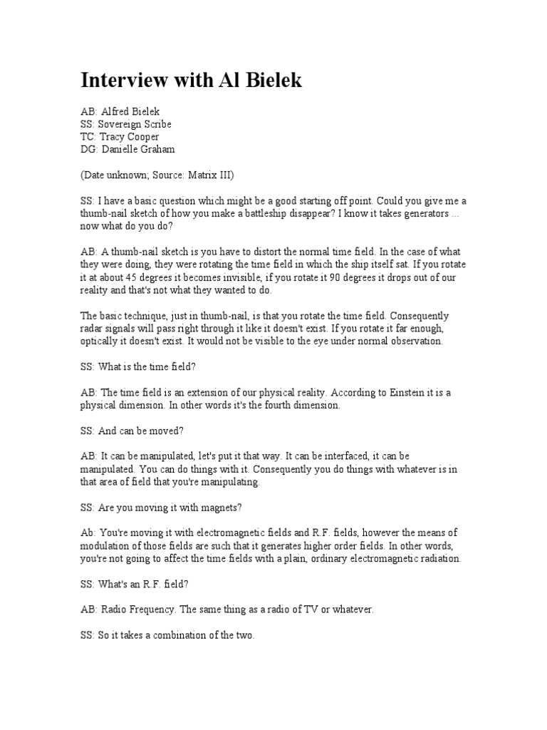 Al Bielek on Time Travel and the Philadelphia Experiment | PDF | Matter ...