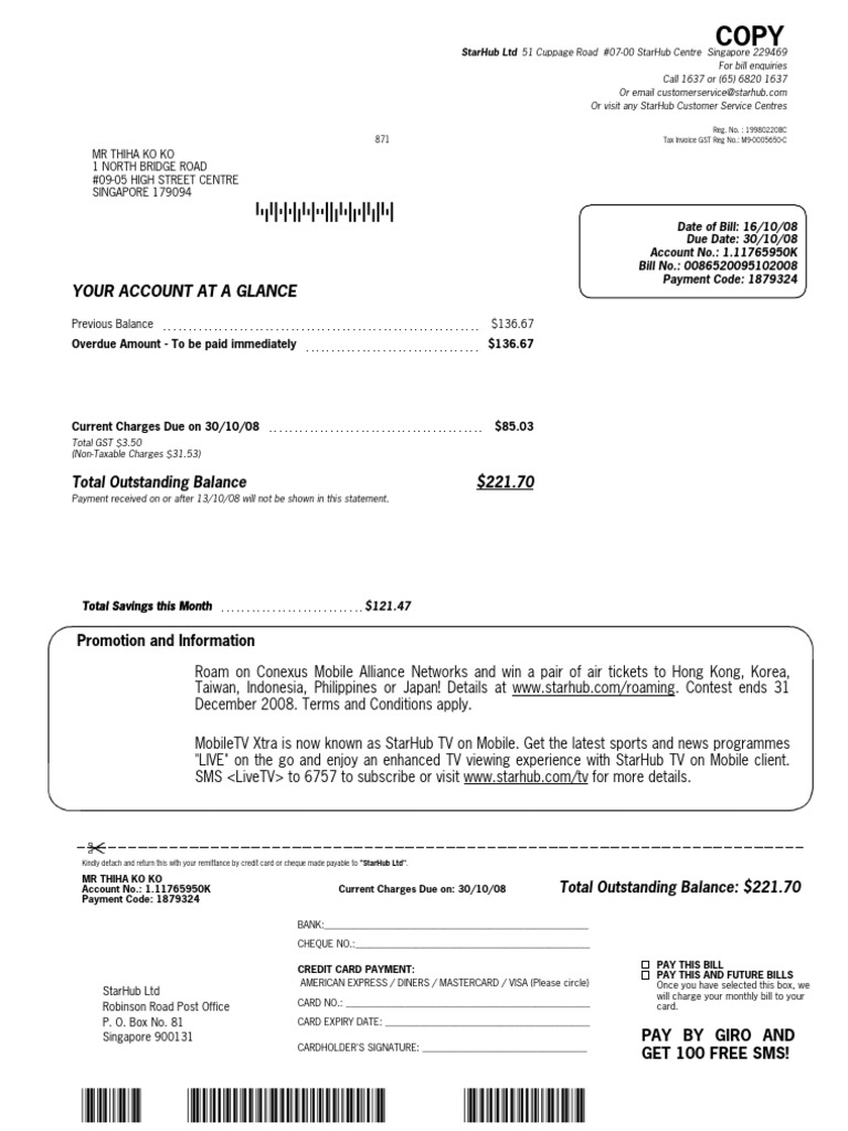 StarHub Ltd 51 Cuppage Road #07-00 StarHub Centre Singapore 229469 ...