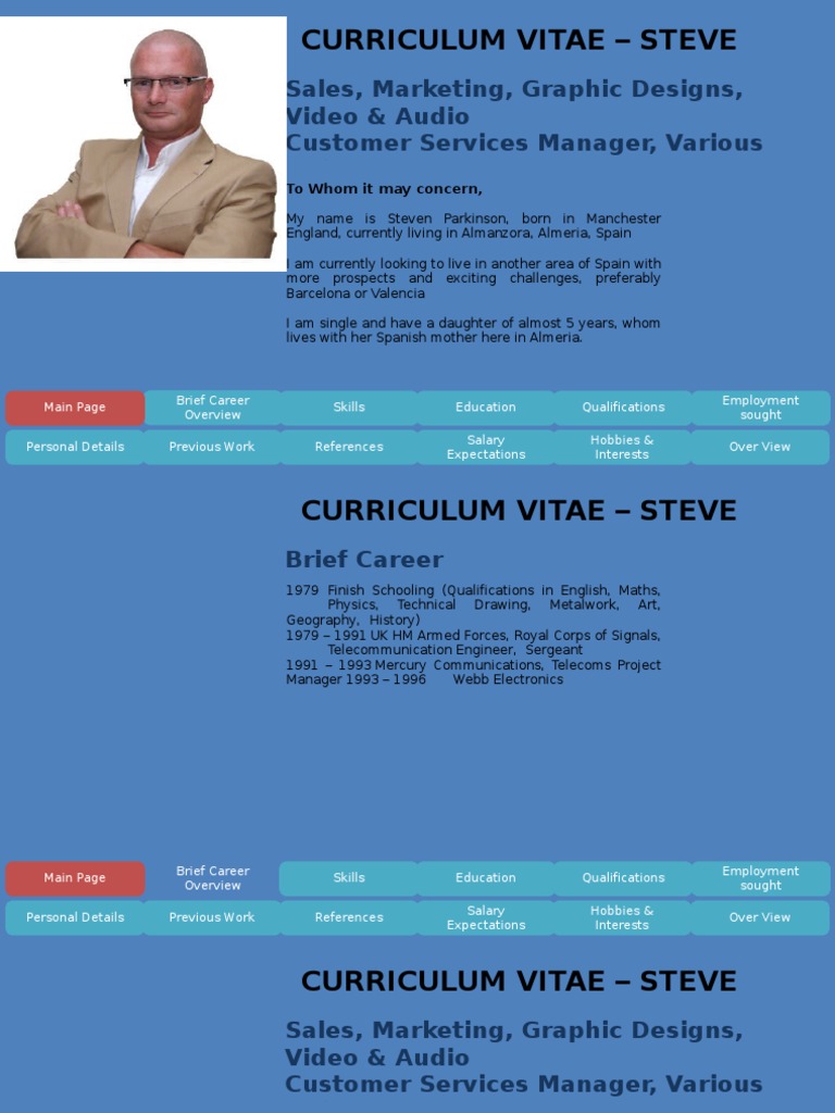 CV of Steven Parkinson: Career Overview | PDF | Business