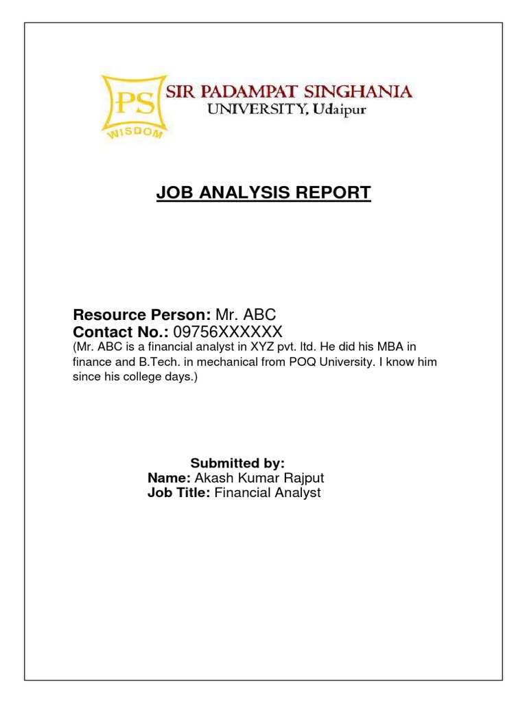 Job Analysis For Financial Analyst PDF | PDF | Financial Analyst ...