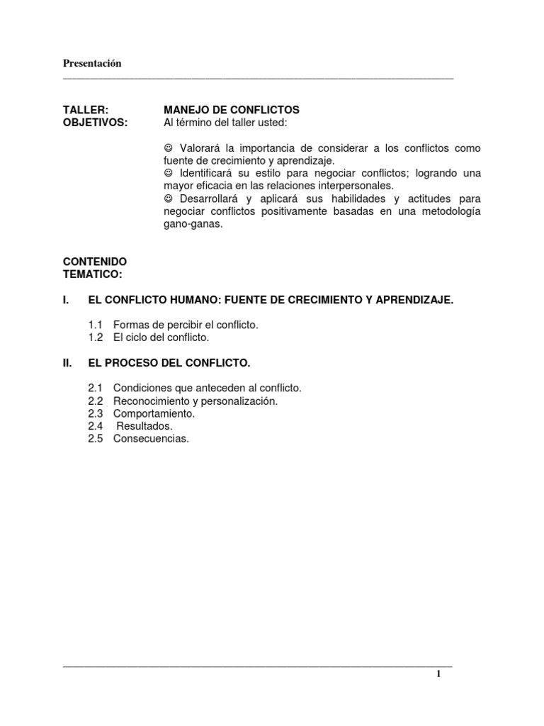 Manual Manejo de Conflictos | PDF | Negociación | Conflicto (proceso)