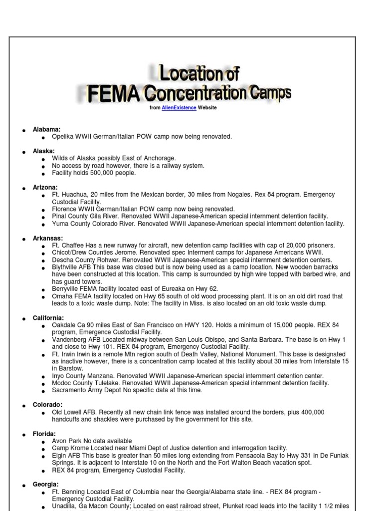 Location of FEMA Concentration Camps | PDF | Western United States ...