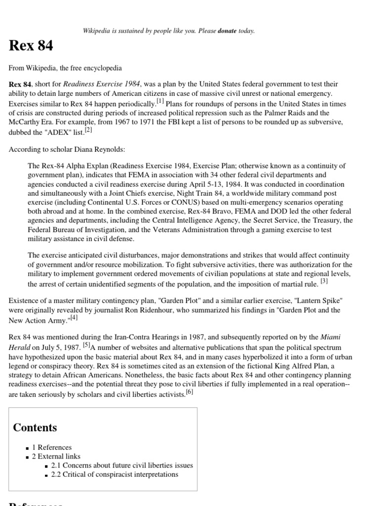 Rex 84 - Wikipedia, The Free Encyclopedia | PDF | Public Sphere ...