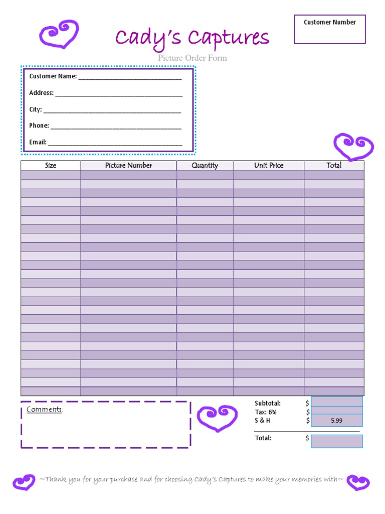 Cadys Captures Order Form | PDF