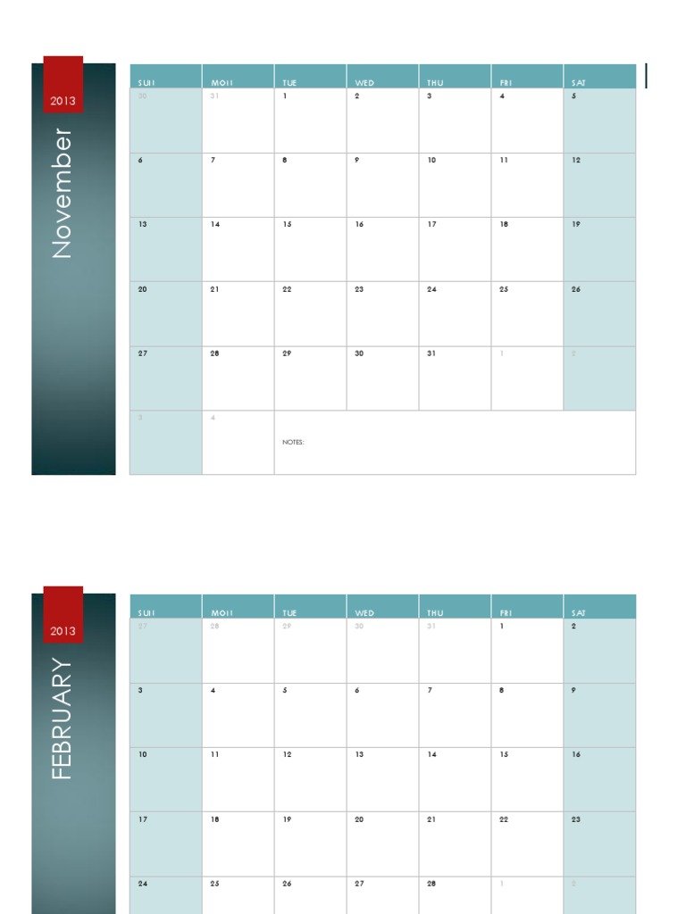 2013 Monthly Calendar Overview | PDF