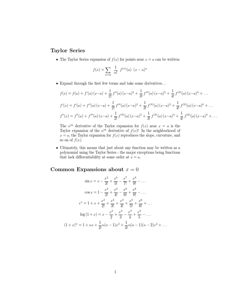 An In-Depth Exploration of Taylor Series Expansions, Common Approximations, and The Art of ...