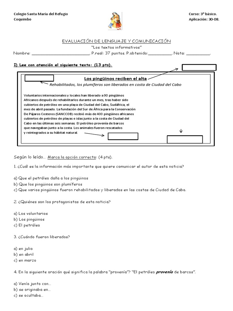 Prueba Textos Informativos | PDF | Ciudad del cabo