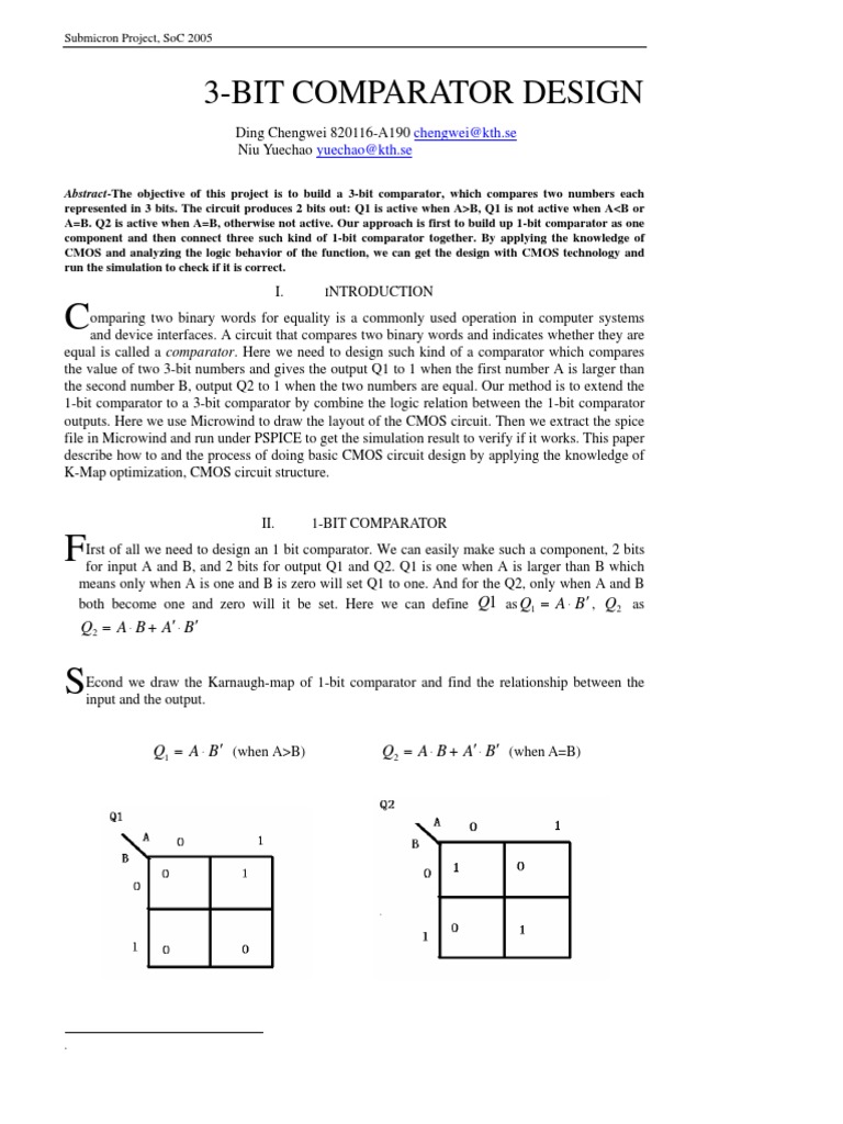 3-Bit Comparator2 PDF | PDF | Electronic Circuits | Cmos