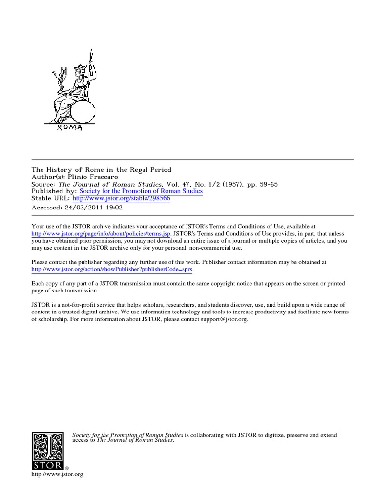 Fraccaro - History of Rome in The Regal Period | PDF | Ancient Rome | Rome