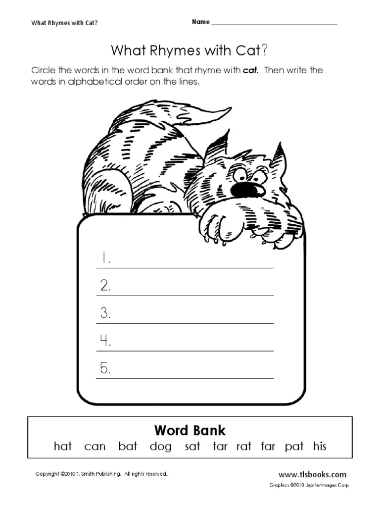 What Rhymes With Cat?: Word Bank | PDF | Language Arts & Discipline