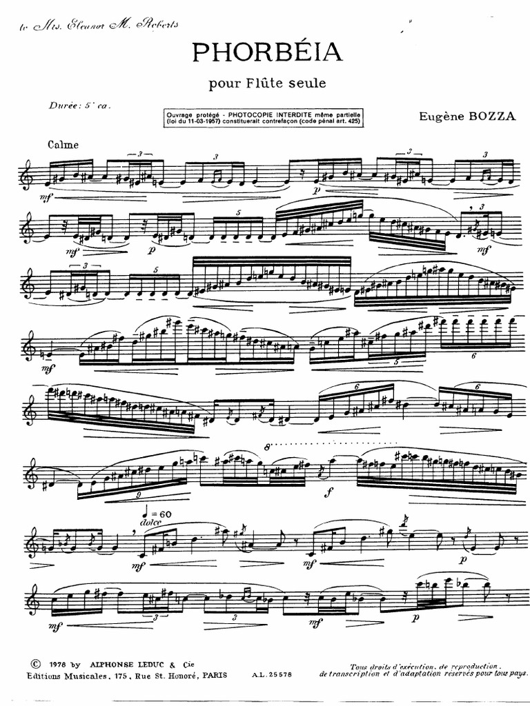 Phorbéia : Flûte Seule par Bozza | PDF