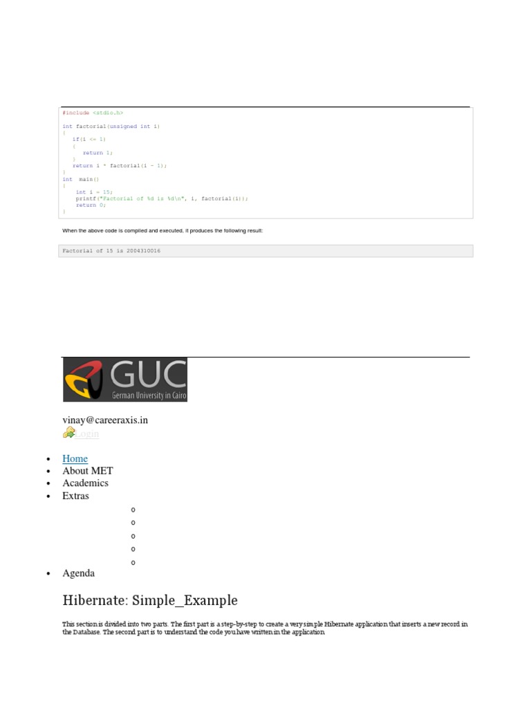 Hibernate: Simple - Example: Vinay@careeraxis - in | PDF | Eclipse ...