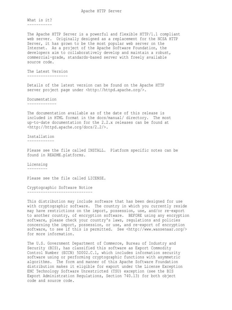 Apache Readme | PDF | Apache Http Server | Transport Layer Security