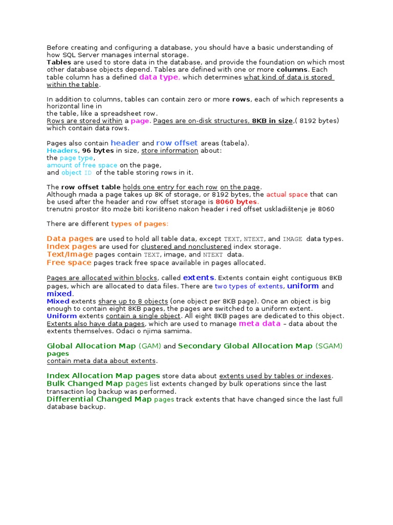 Pages and Extents | Download Free PDF | Database Index | Table (Database)