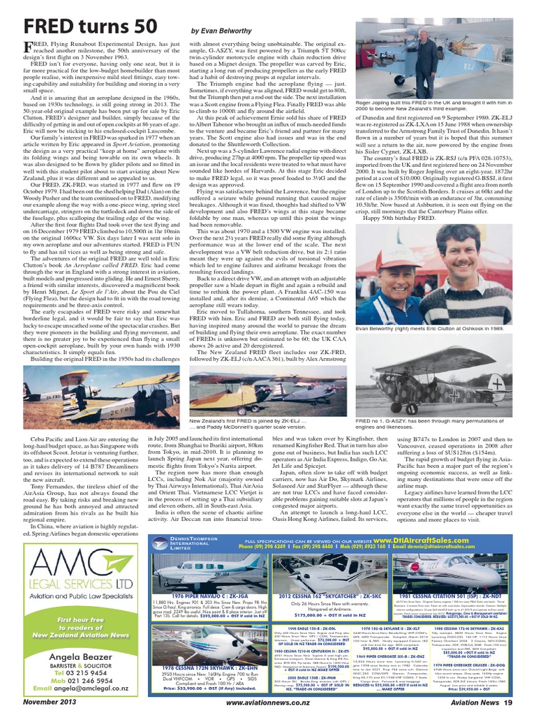 NZ Aviation News - Fred Turns 50 - November 2013 | PDF | Airlines ...