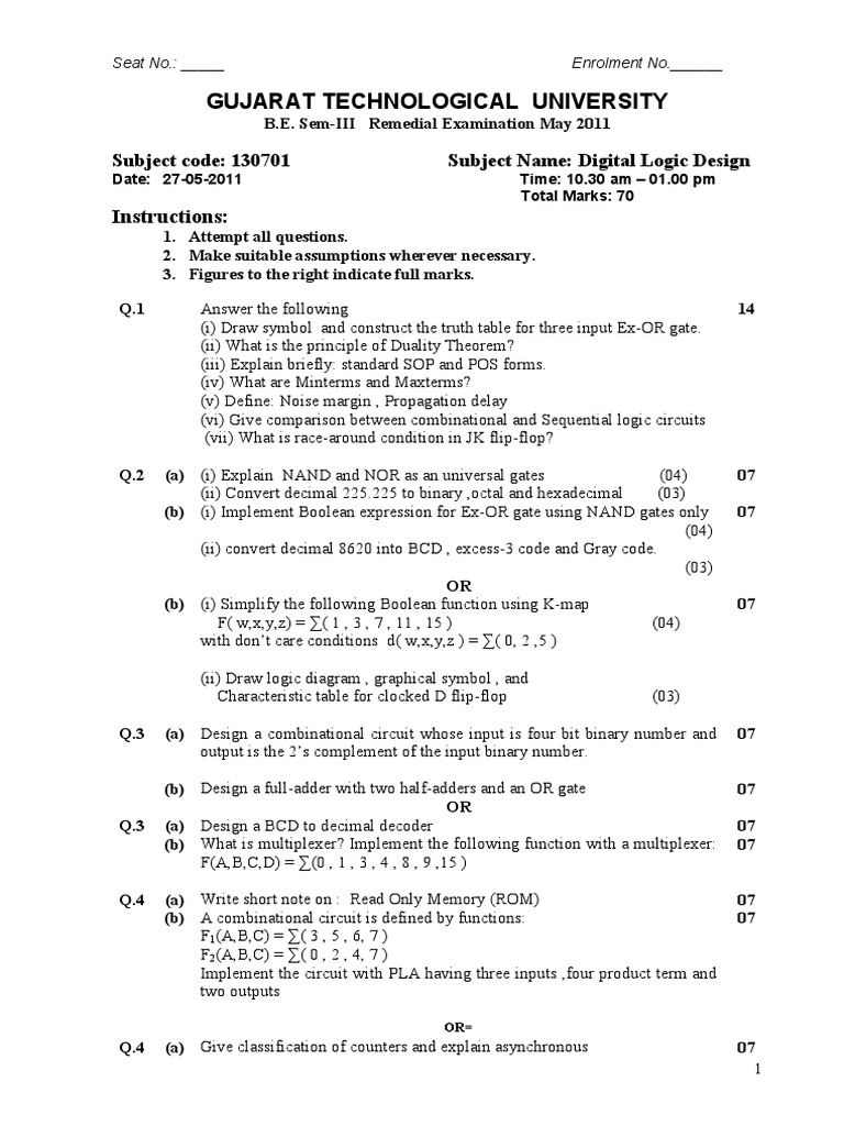 130511-130701-Digital Logic Design PDF | PDF | Boolean Algebra | Teaching Mathematics