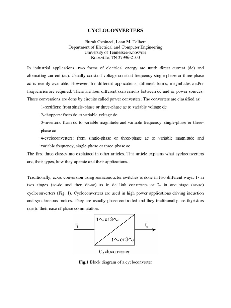 Cycloconverters: Fig.1 Block Diagram of A Cycloconverter | Download ...