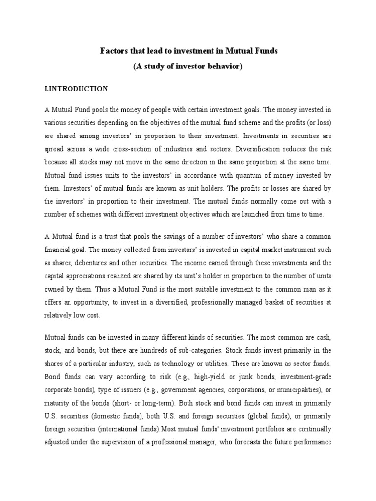 Key Factors Driving Mutual Fund Investment | PDF | Mutual Funds | Investor