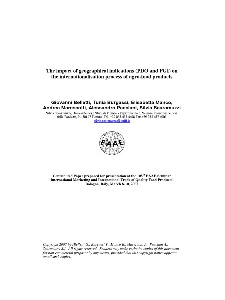 The Impact of Geographical Indications (PDO and PGI) On The ...