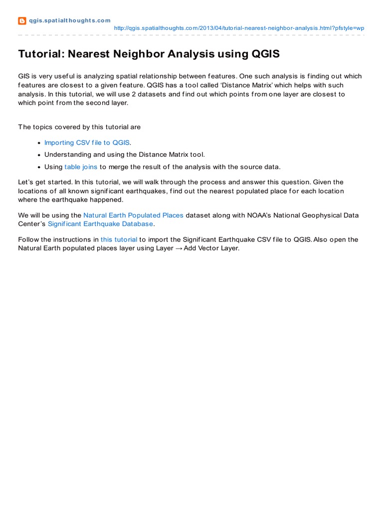 Tutorial Nearest Neighbor Analysis Using QGIS | PDF | Geographic Information System ...