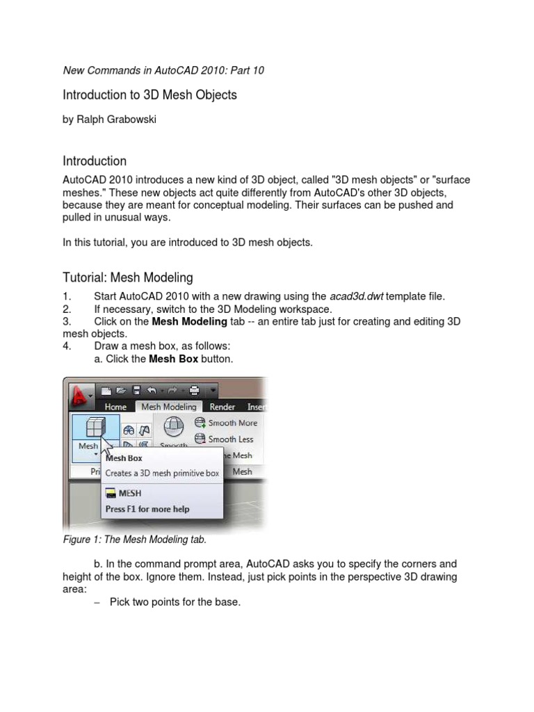AutoCAD Mesh PDF | PDF | Software | Computing And Information Technology