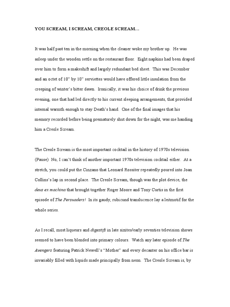 I Scream, You Scream, Creole Scream | PDF | Beverages | Leisure